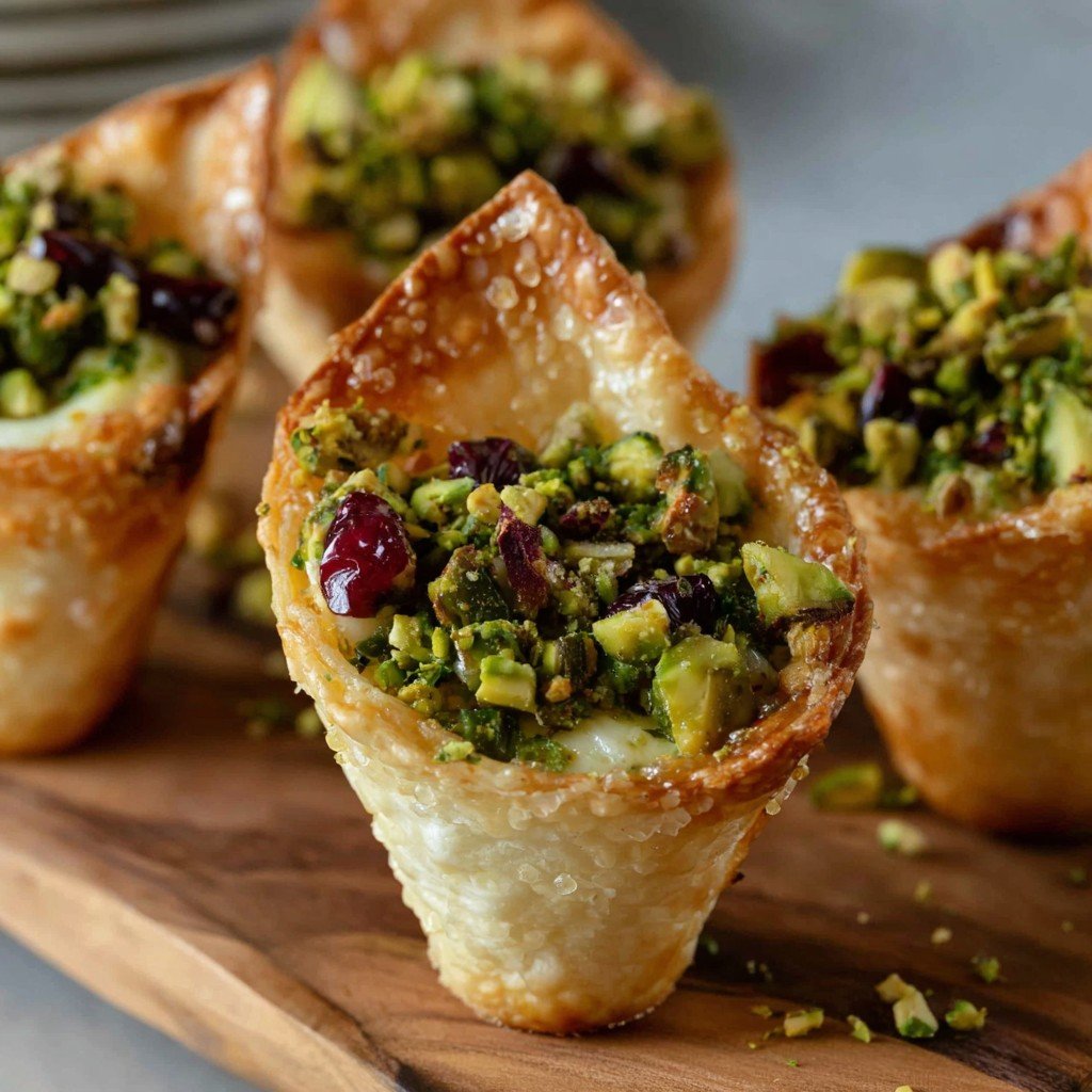 Cornets Croustillants au Brie, Pistaches & Cranberries | Cuisine Délice